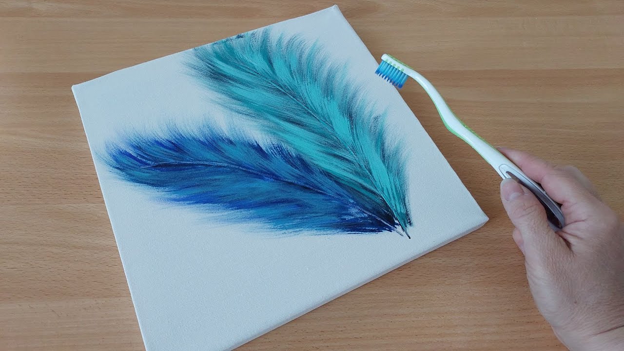 Feather drawing | Feather painting with Toothbrush | How to paint ...