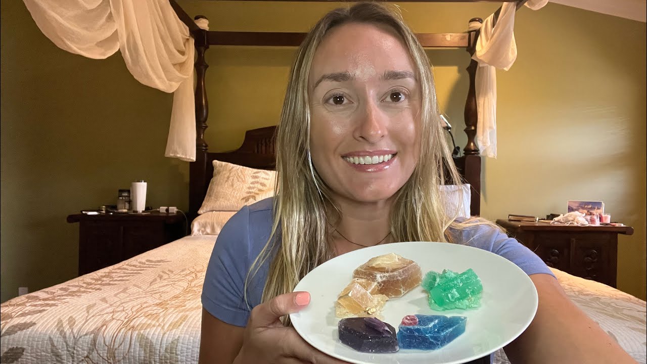 PART 2: #ASMR Eating Edible Crystals 🤤 Whispers, tapping, scratching. # ...