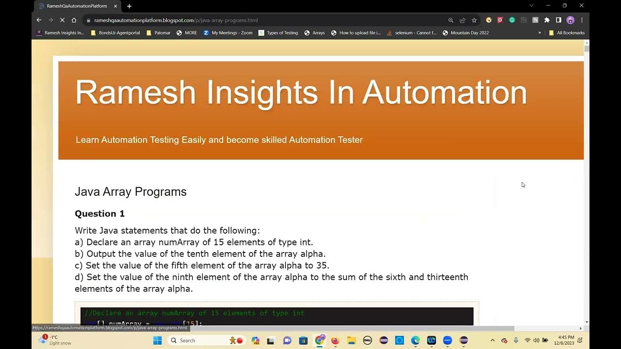 Corejava Array Programs Ternary Operator Demo Dec 08 2023 Youtube