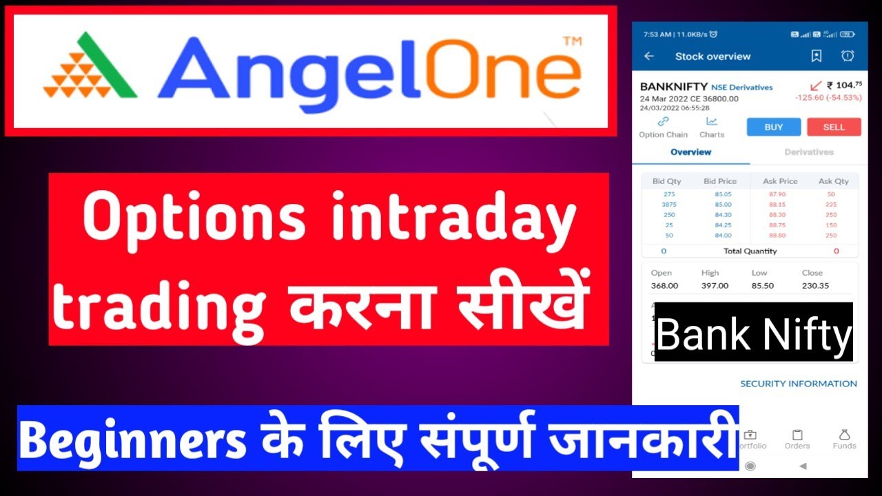Angel one options intraday trading for beginners Buy-Sell Live || Bank ...