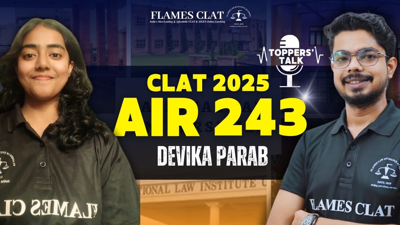 CLAT 2025 TOPPER'S INTERVIEW | Devika Parab | AIR 377 | FLAMES CLAT ...