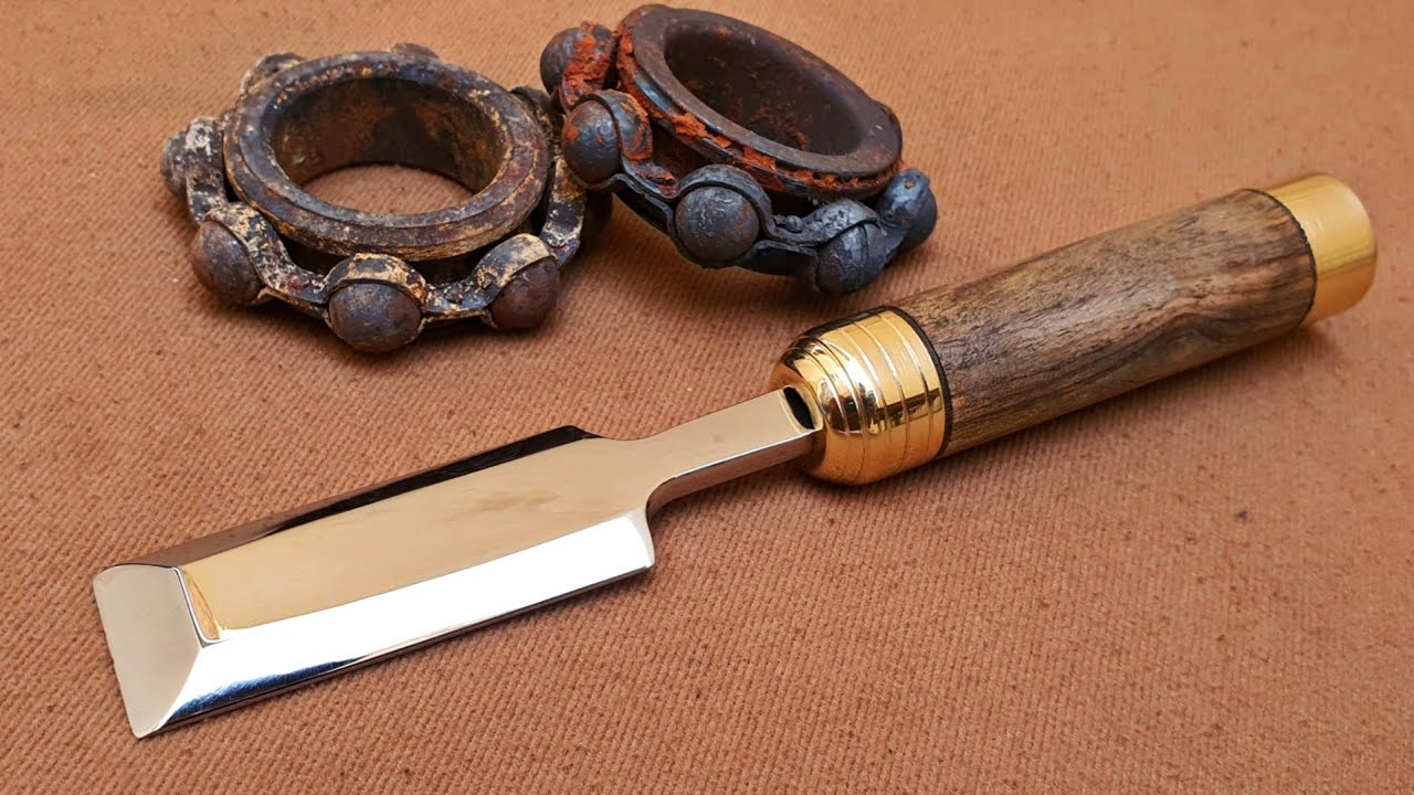 Woodworking tool-making a chisel from old bearing - YouTube