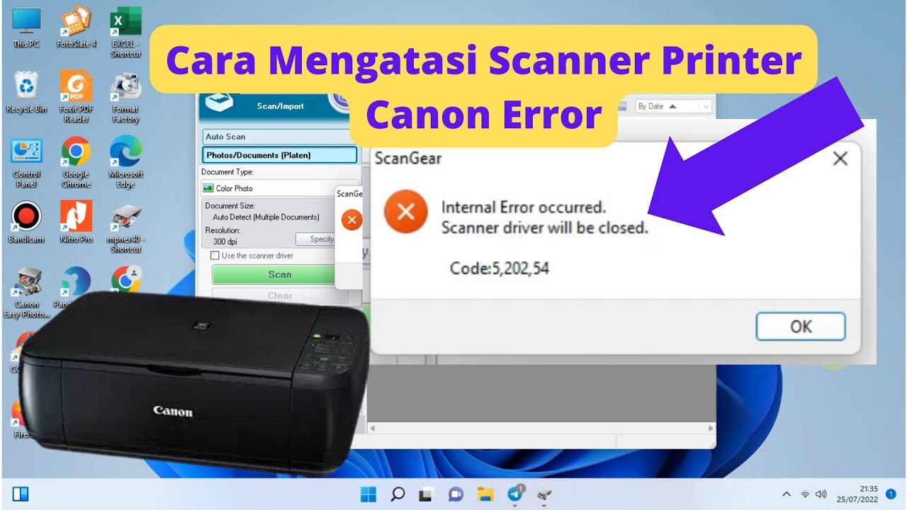 Cara Mengatasi Scanner Printer Canon Eror Code:5,202,54 - YouTube