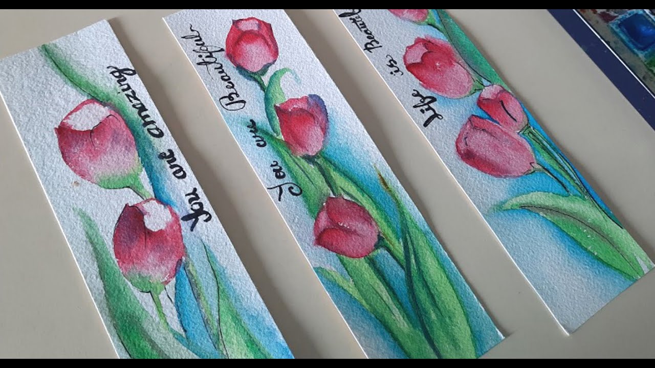 Abstract watercolor floral design-18/TULIP/Abstract/Bookmarks ...