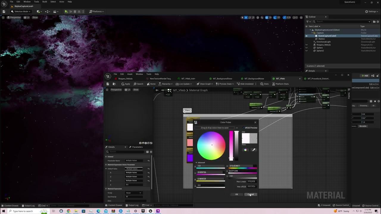 Unreal Engine 5 - Finalizing new skybox materials, parameterization/pruning - YouTube