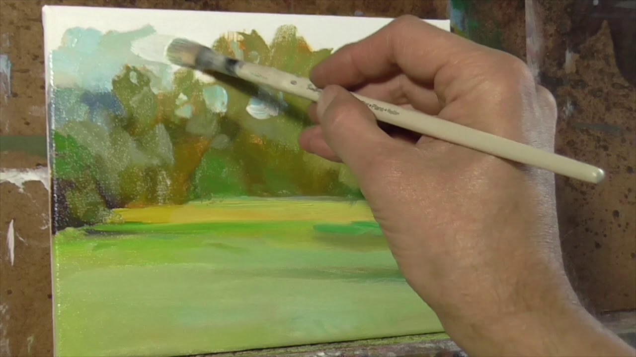 Tree Landscape REALTIME Oil Painting demo - YouTube