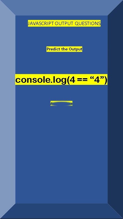 Output Questions | Equality Operator in Java Script - YouTube