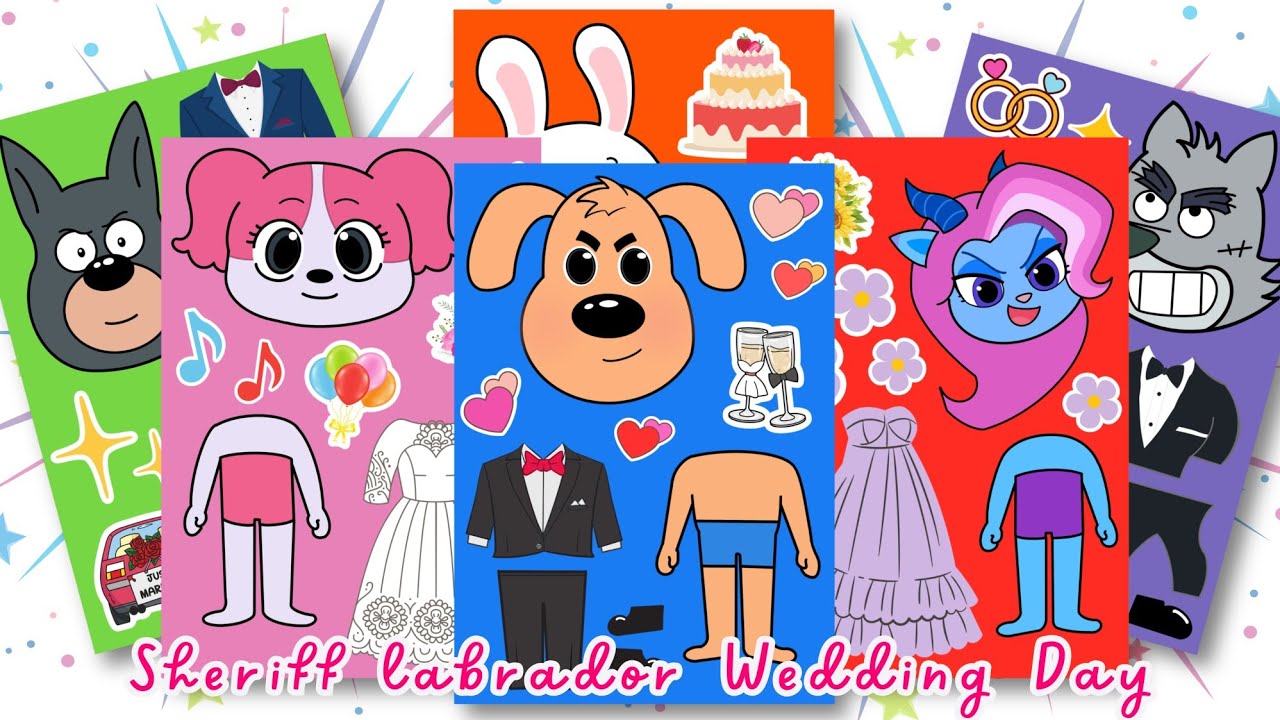 Sheriff labrador Wedding Day With Sticker Book🐶👮🏻‍♂️👮🏻‍♀️ | 래브라도 경장 결혼식 ...
