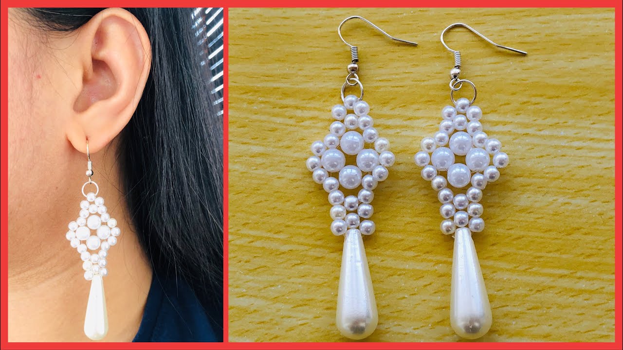 How To Make Beaded Earrings At Hoome | Beaded Earrings Tutorial - YouTube
