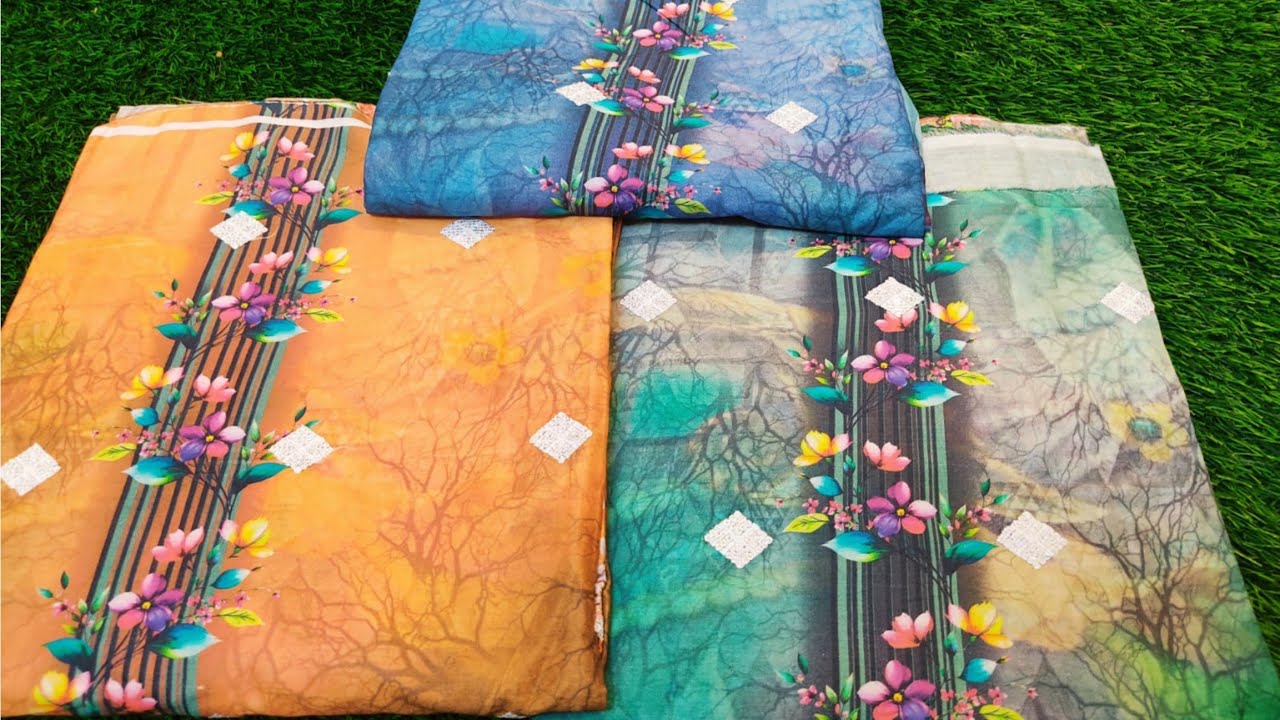 Floral embroidery sequence work cotton three pis //অবিশ্বাস্য সেলে ...