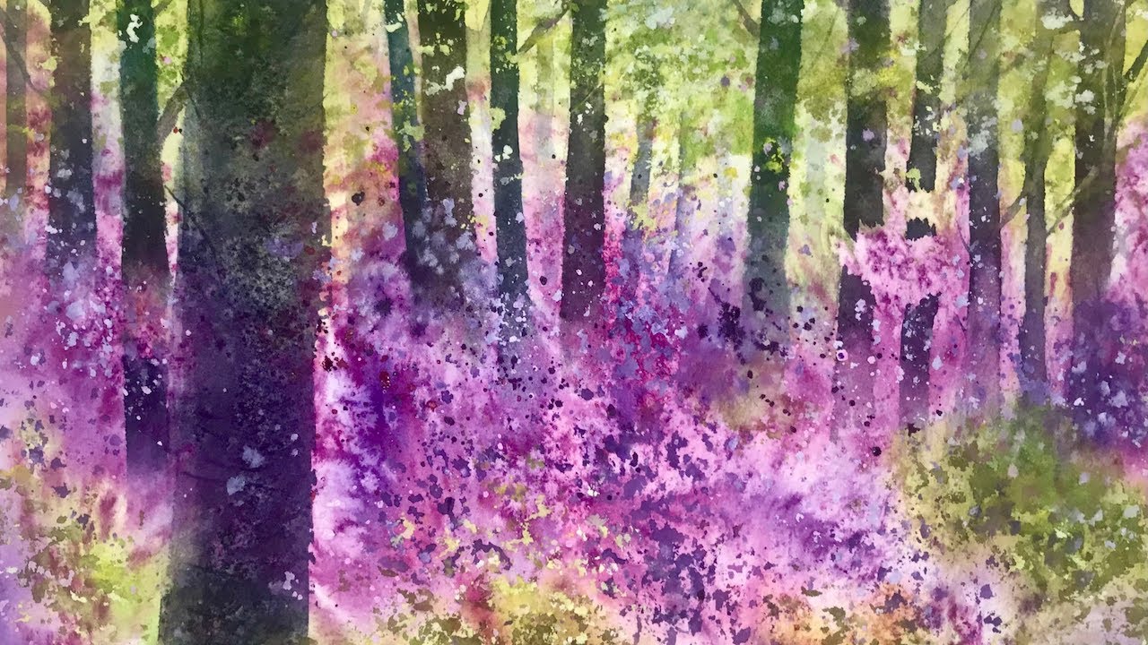 Easy Trees & Heather Watercolour Landscape Tutorial - YouTube