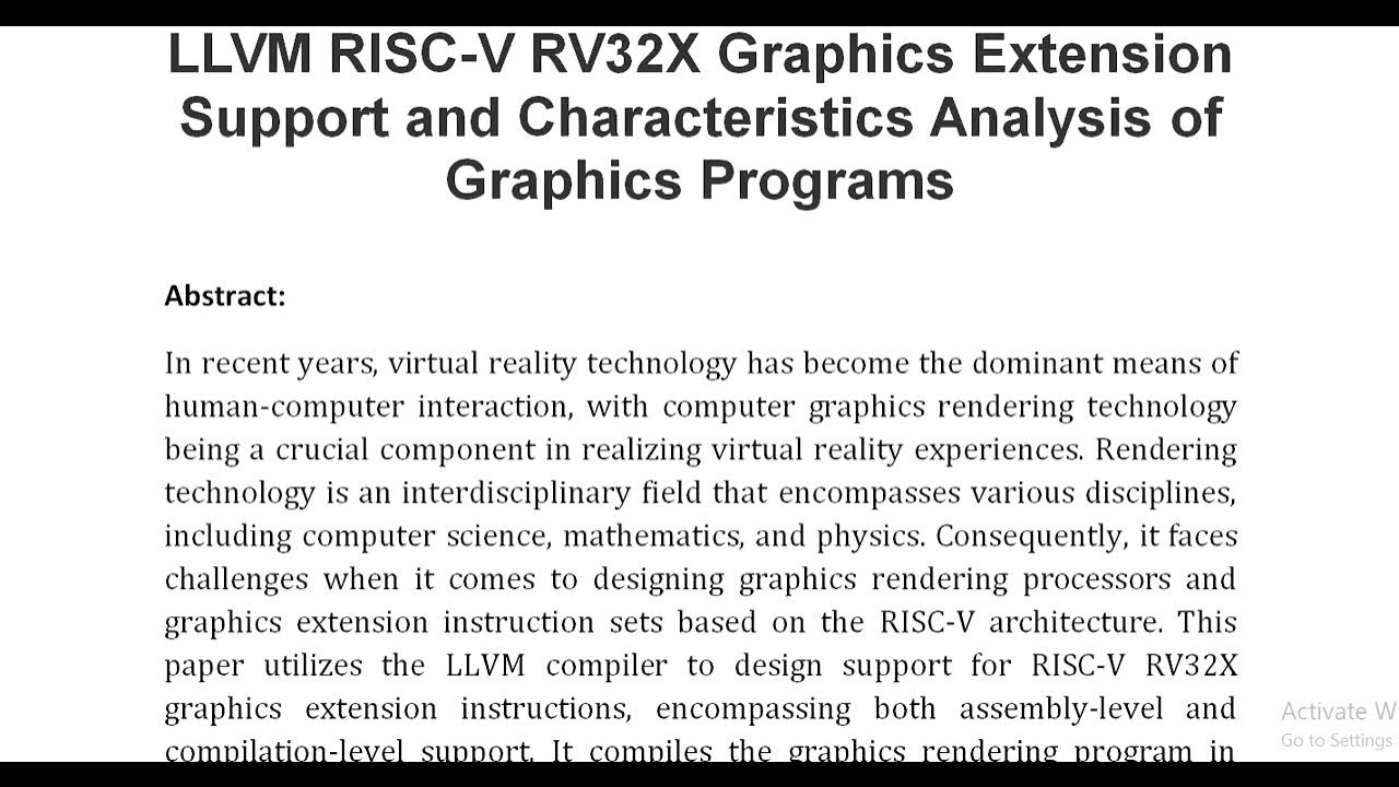 LLVM RISC V RV32X Graphics Extension Support and Characteristics Analysis of Graphics Programs ...