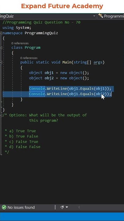 Solution for Programming Quiz Questions - Q70 - Expand Future Academy #Shorts #CSharp #Dotnet ...
