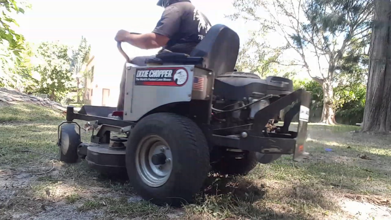 Mulching up dry leaves on the grass with my dixie chopper - YouTube