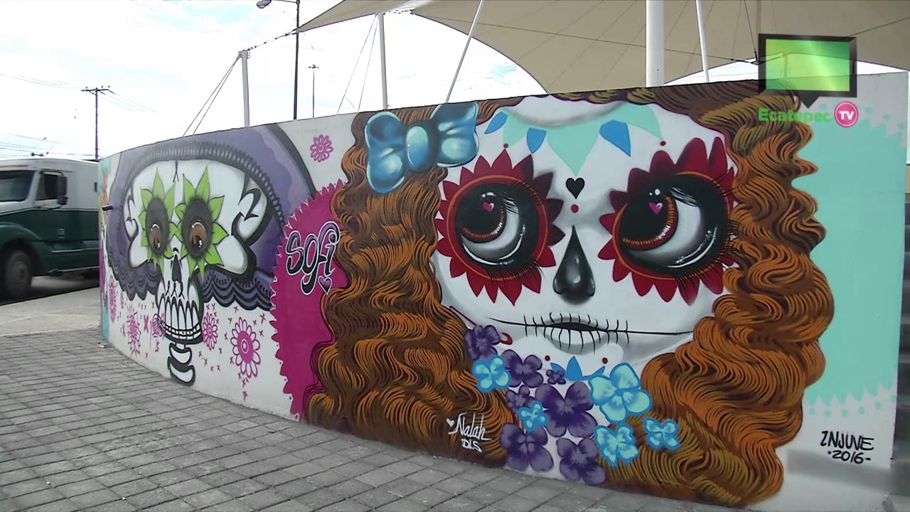 Mural de catrinas representa el arte urbano en Ecatepec - YouTube