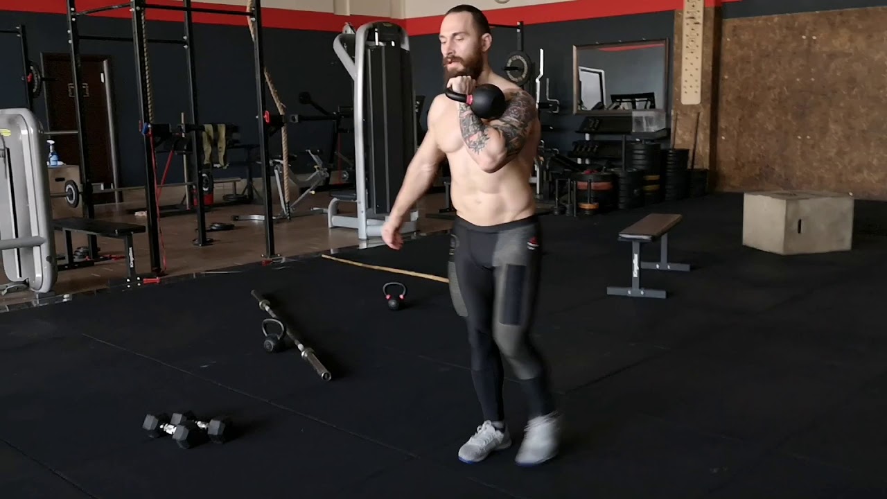 One Arm Kettlebell Front Rack Walking Lunges - YouTube