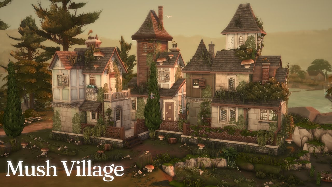 Mushroom Cottages: Shell Challenge (The Sims 4 SpeedBuild No CC) - YouTube