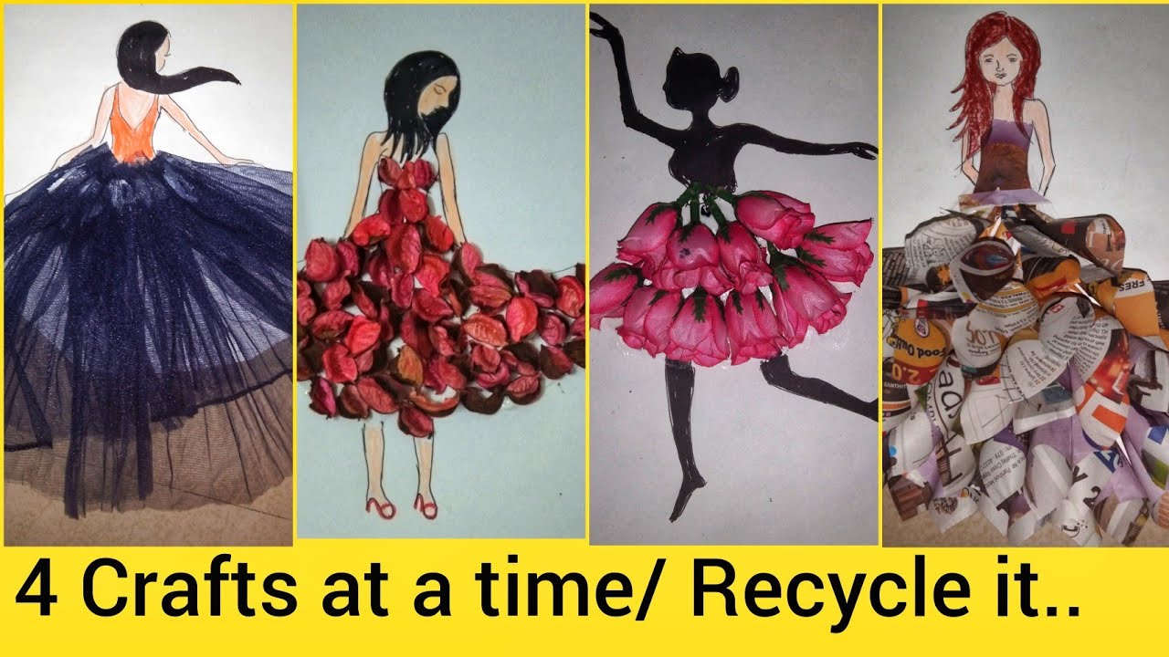 3D Craft from Waste materials at Home... Girl with beautiful Dress ...