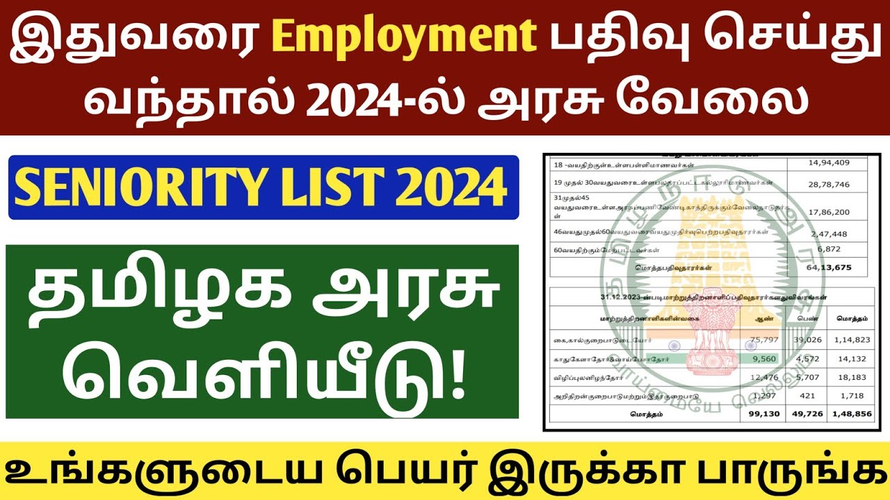 Employment seniority List 2024 - Seniority மூலம் அரசு வேலை - TN ...