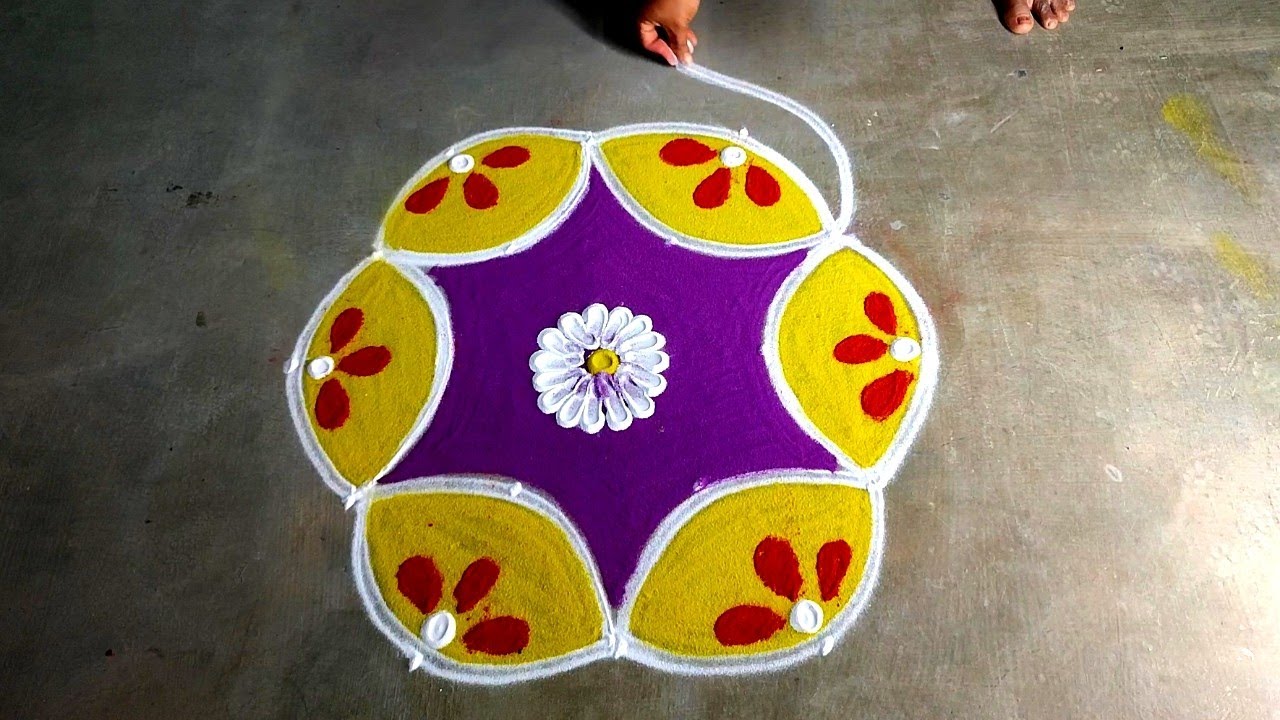 Diwali 2022 flowers kolam|5*3 Deepavali easy rangoli|Diwali muggulu ...
