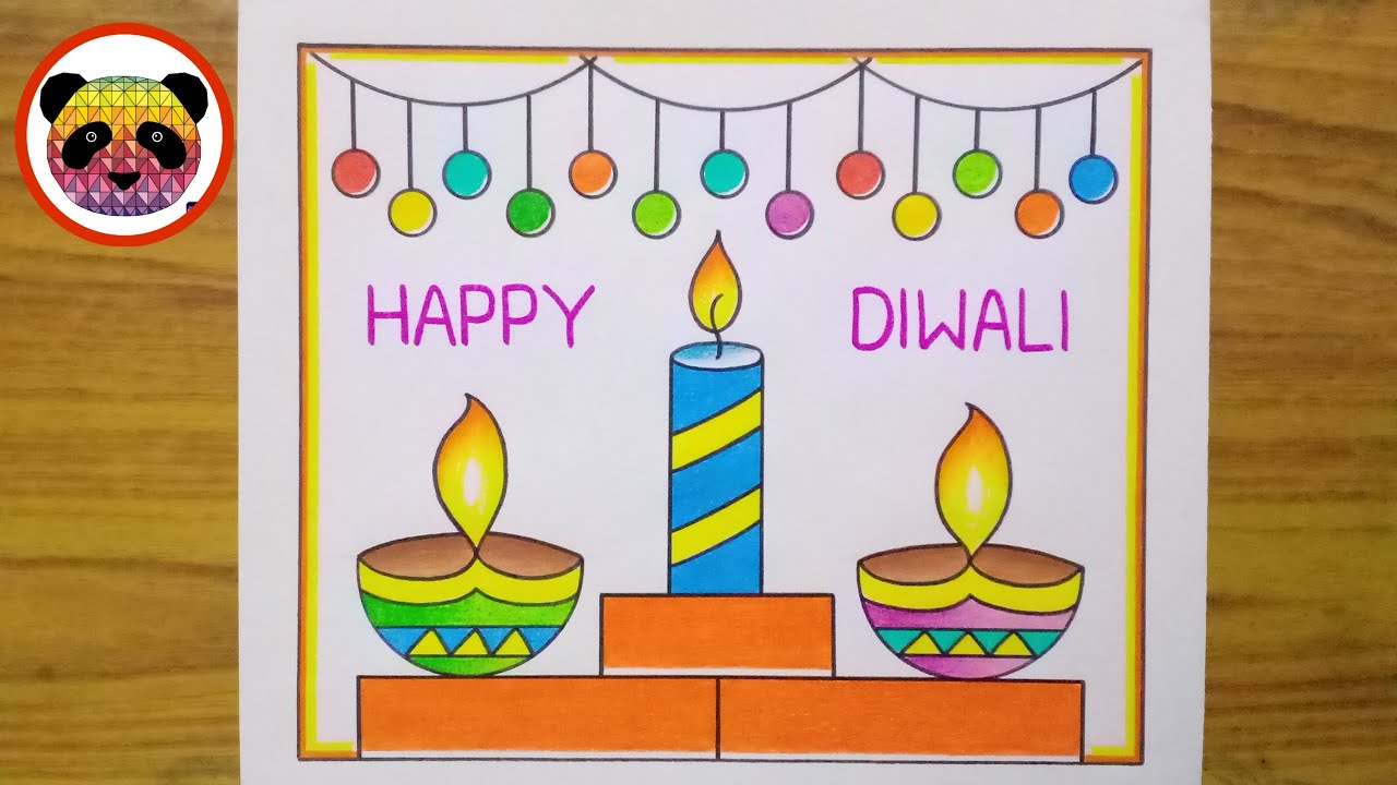 Diwali Drawing / Diwali Festival Drawing / How to Draw Happy Diwali ...