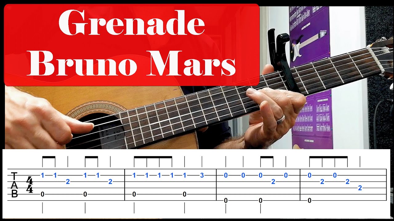 Grenade - Bruno Mars - Guitar Tabs - Guitar Tutorial - YouTube