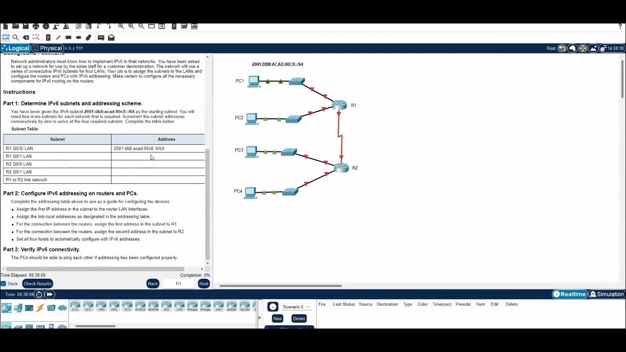 12.9.1 packet tracer - implement a subnetted ipv6 addressing scheme.pka ...