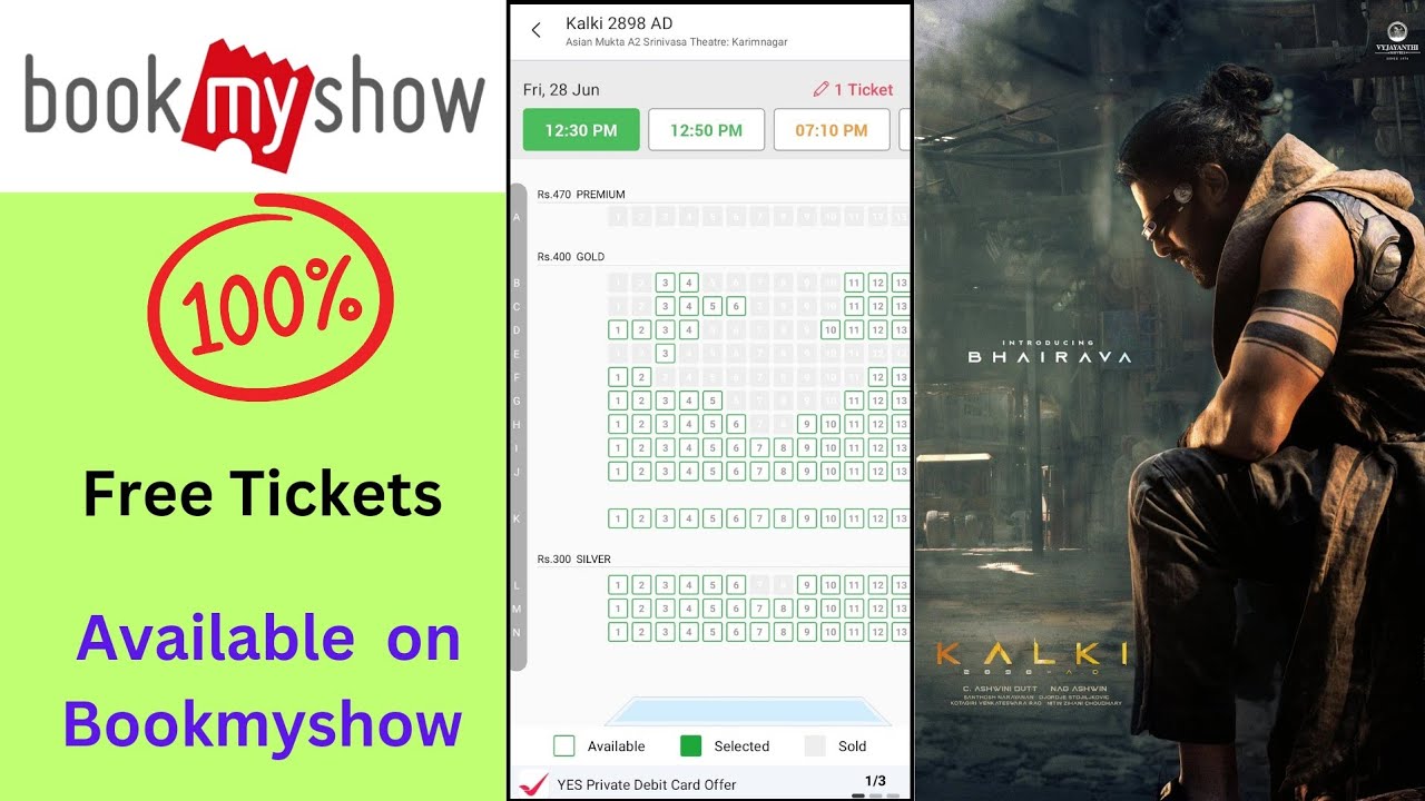 How to get Kalki Movie Tickets by Bookmyshow Free Redeem - YouTube