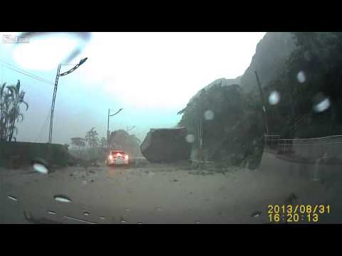 Must See  Giant Boulder Almost Crushes Car