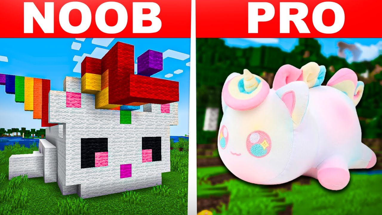 Aphmau Voice Actor Builds Rainbow Unicorn MeeMeow in Minecraft! Noob vs ...