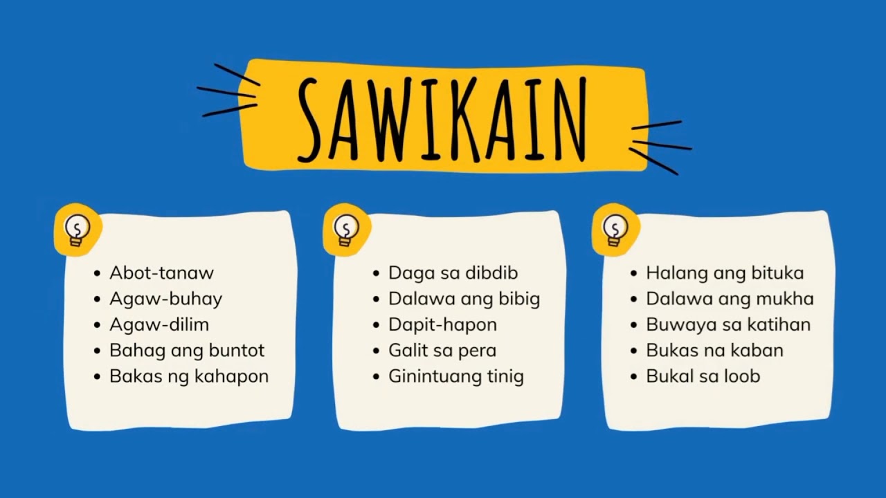 Halimbawa Ng Sawikain Mga Sawikain O Idyuma | PPT