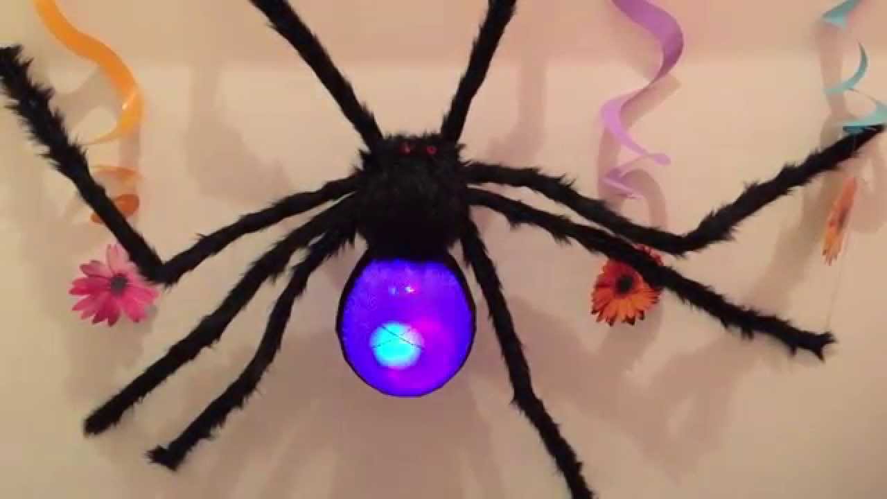 SPIDER - HUGE 1.4M LED LIGHT UP POSABLE SPIDER - YouTube