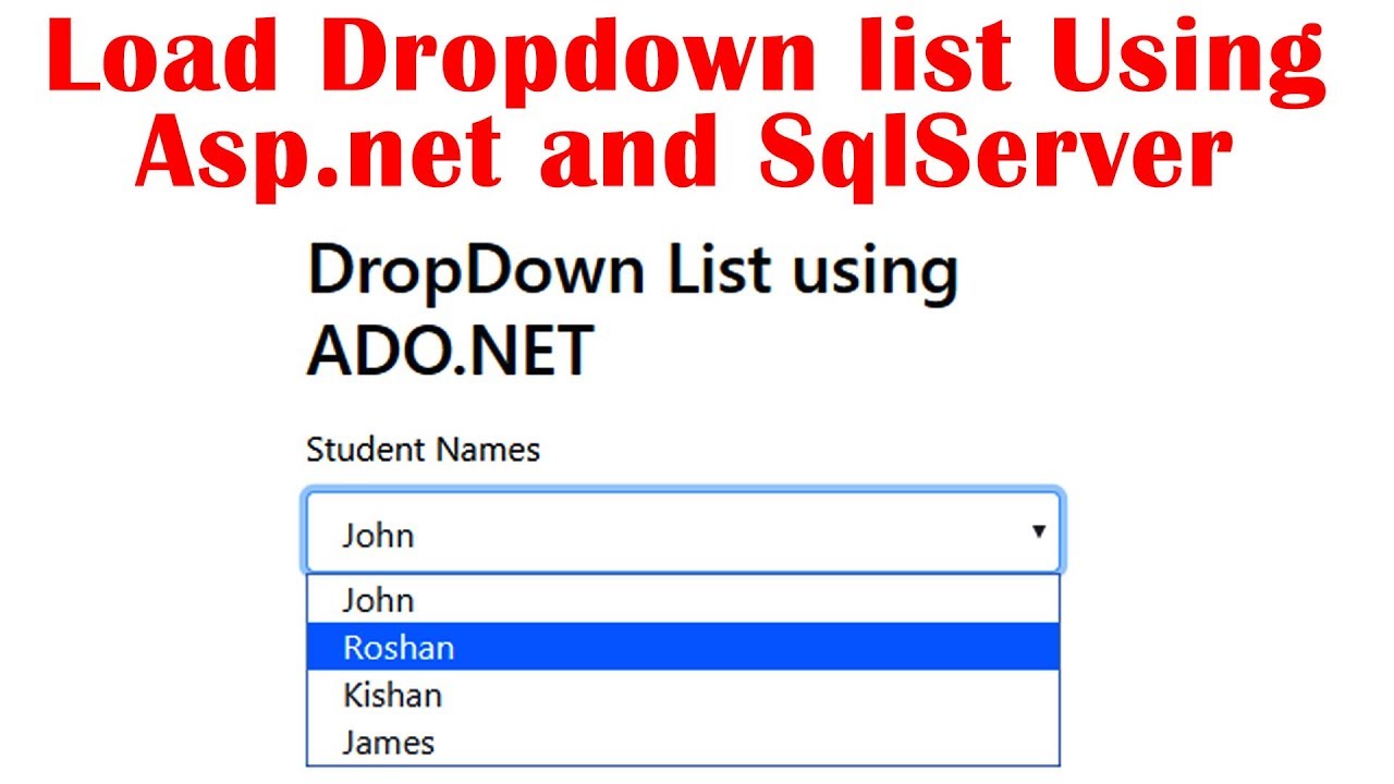 Load Dropdownlist Using Asp.net and SqlServer - YouTube