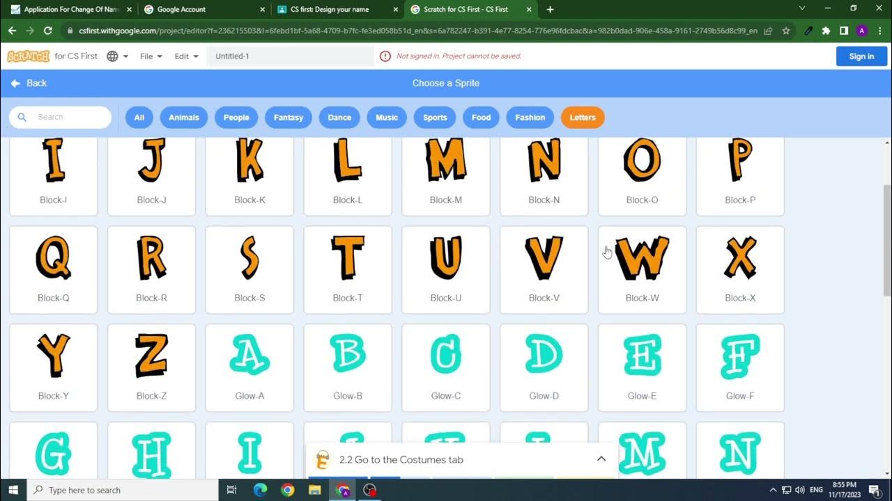 How to Animate your Name in Scratch? | Class 7 | Learn With Arsalan | - YouTube