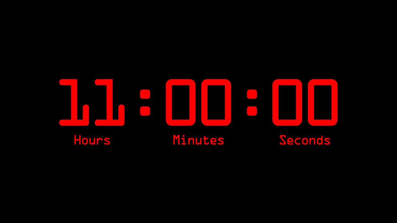 11 Hour Countdown Timer with Alarm & Chapters - Retro Digital - Red ...