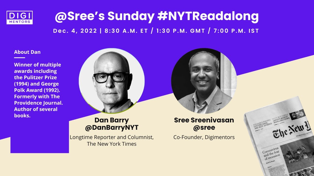 #NYTReadalong | Dan Barry (NYT Reporter and Columnist) - YouTube