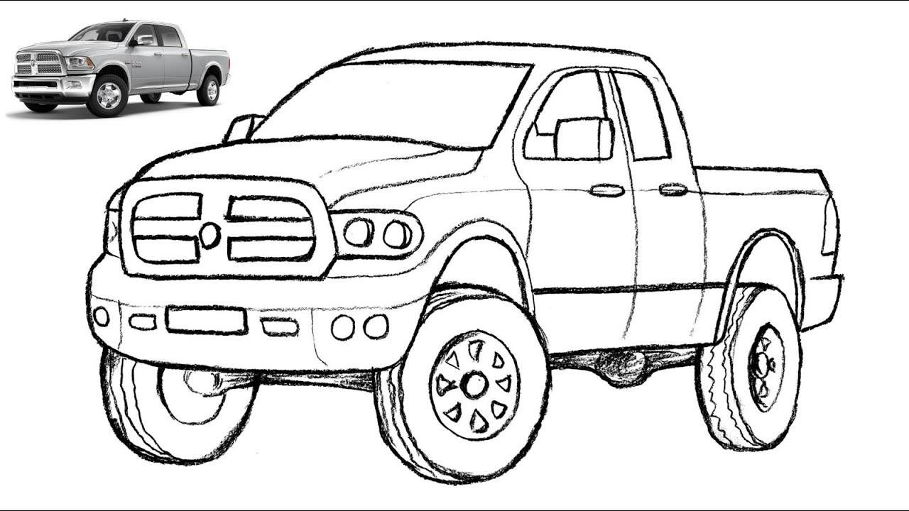 How To Draw A Pickup Truck With Pencil