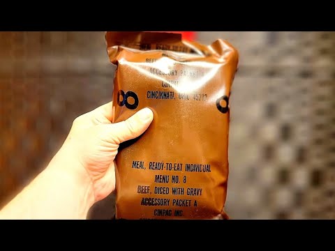 1987 MRE l Beef diced with gravy - YouTube