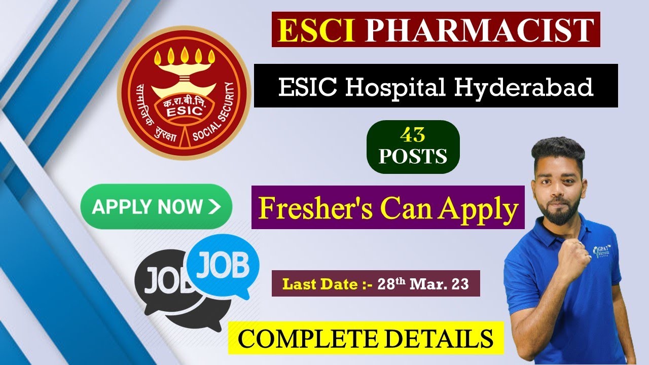 ESI Hospital Pharmacist (43 Posts) Requirement | Pharmacist Job Vacancy ...