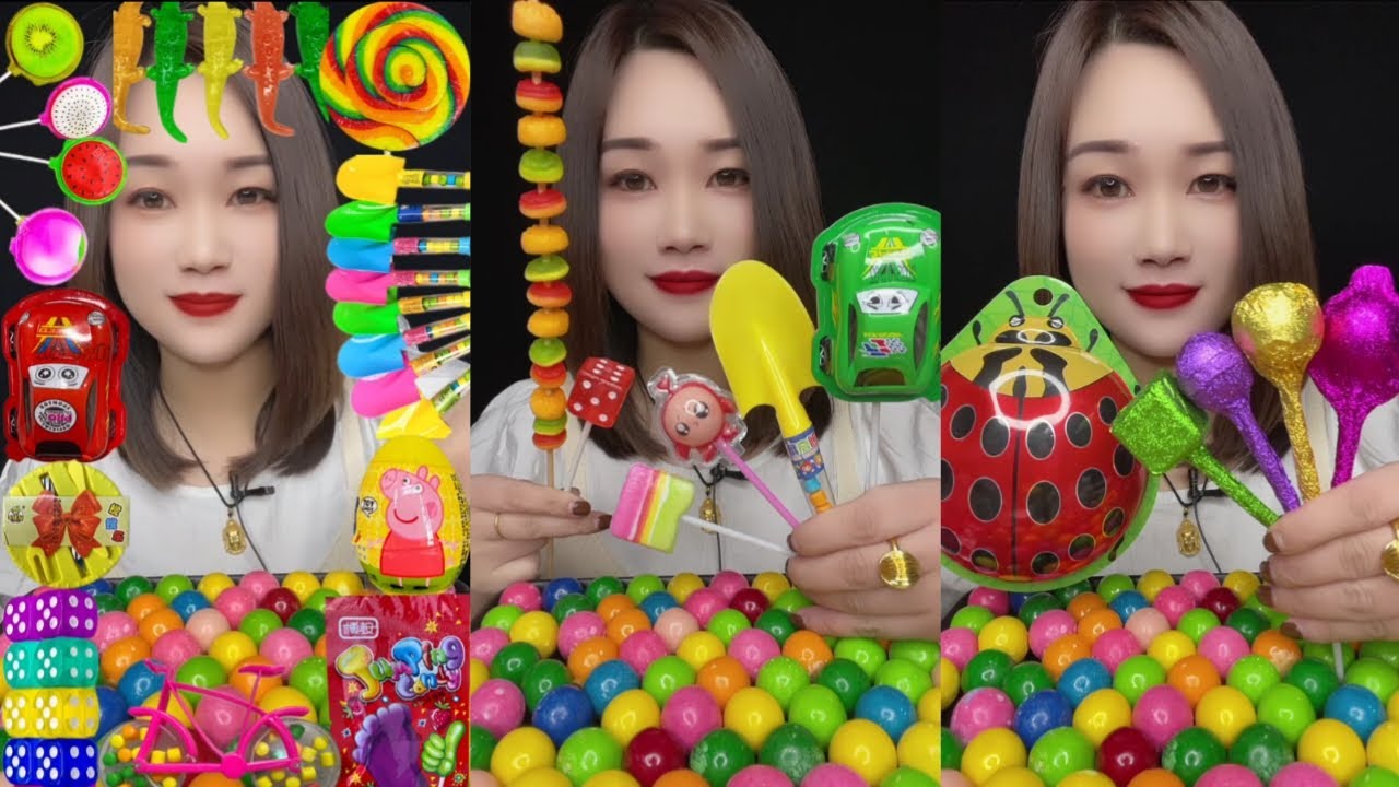 Asmr colorful candy mukbang eating with unique and exciting treats # ...