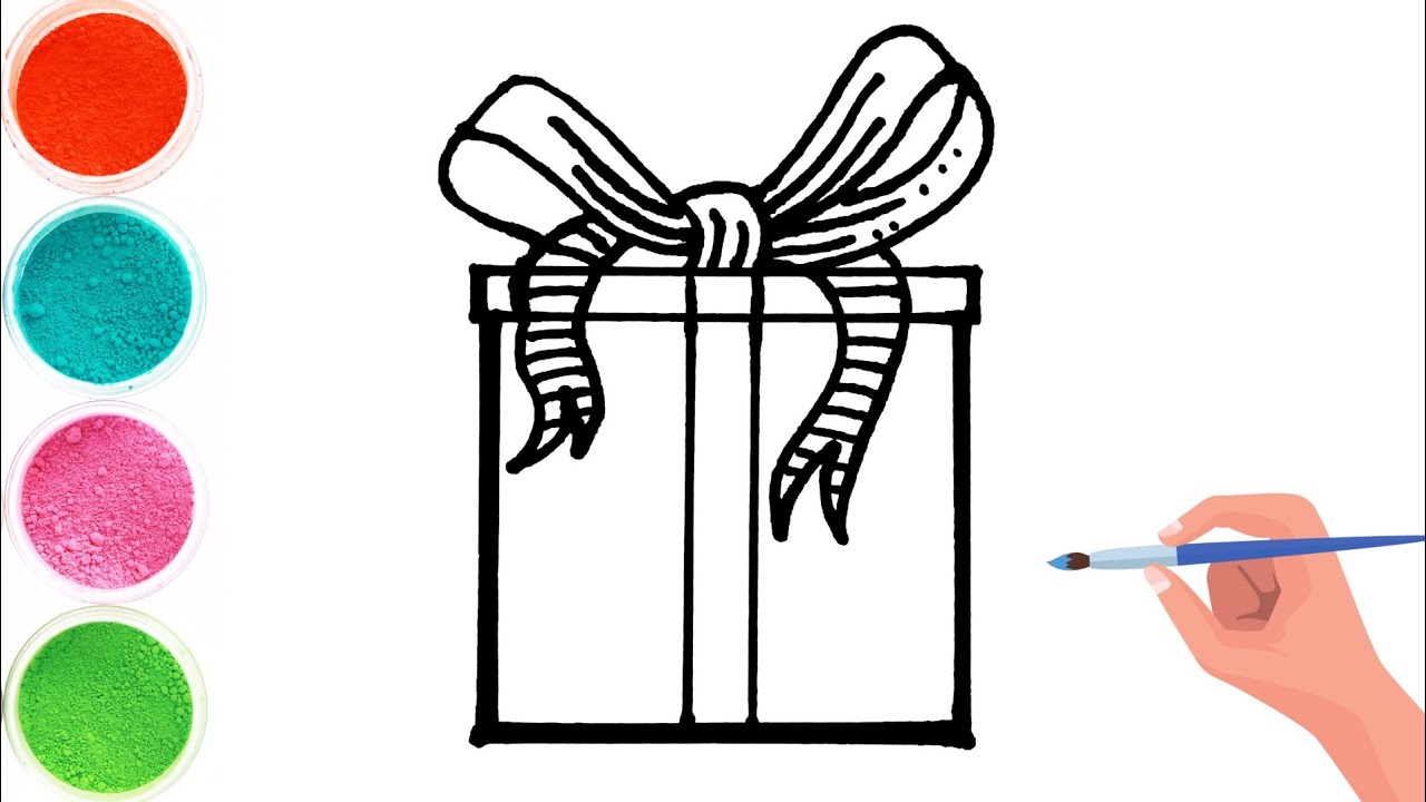 How to Draw Gift | Drawing and Colouring for Kids and Toddlers - YouTube