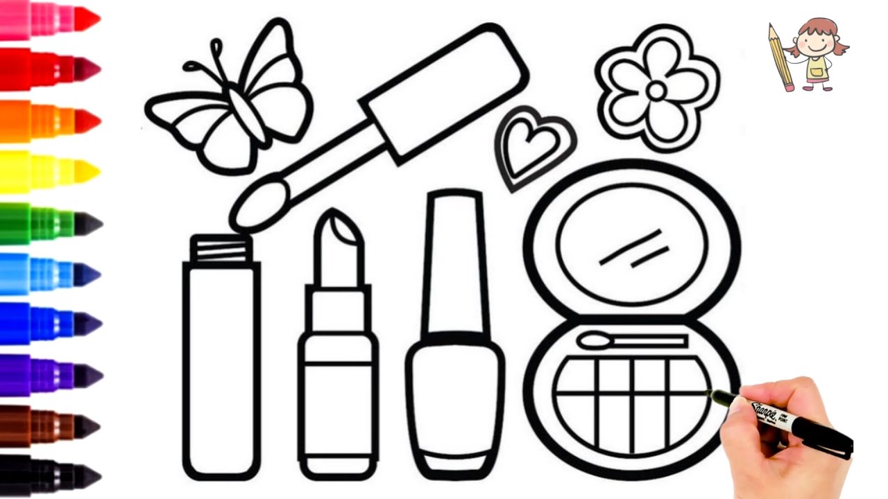 How To Draw Makeup Set | Drawing Beauty Set step by step Easy for kids ...