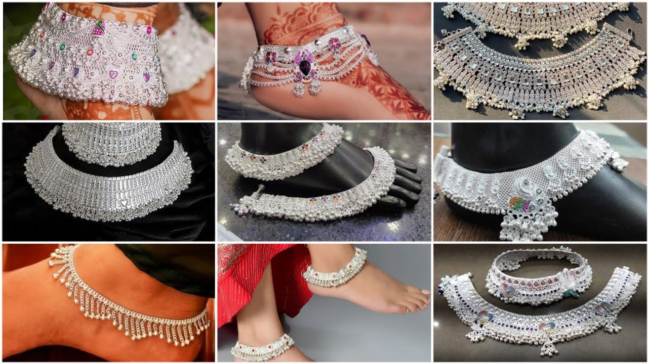 Latest Heavy Silver Anklet Designs 2024 // Rajwadi Pattern Dulhan Payal ...