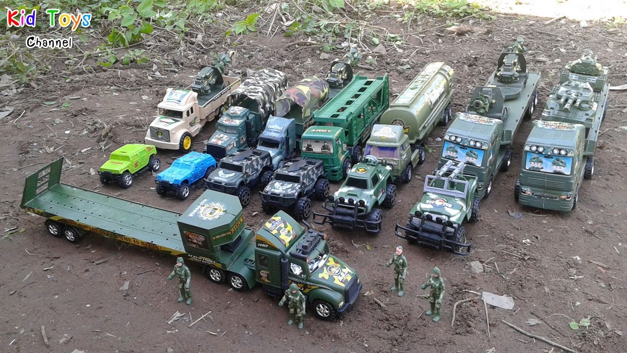 Military Transport Trailer Truck & Plastic Toy Soldiers - YouTube