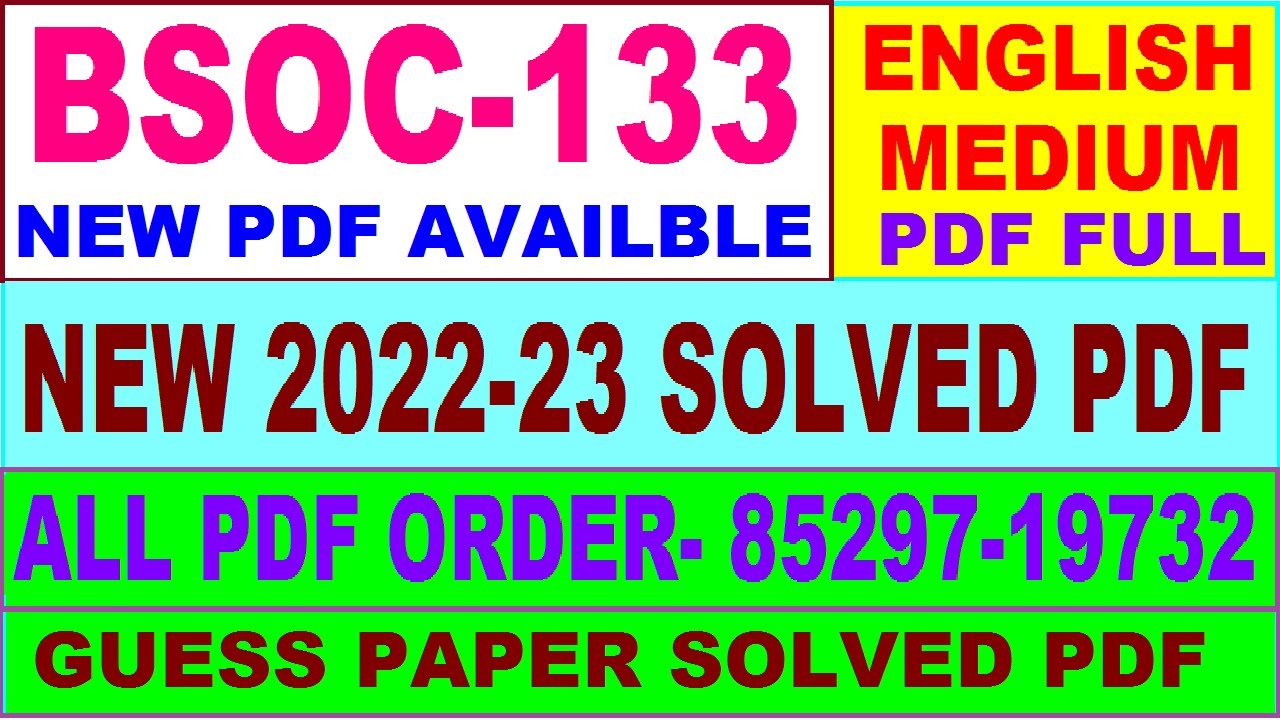 bsoc 133 solved assignment 2022-23 / bsoc 133 solved assignment in ...