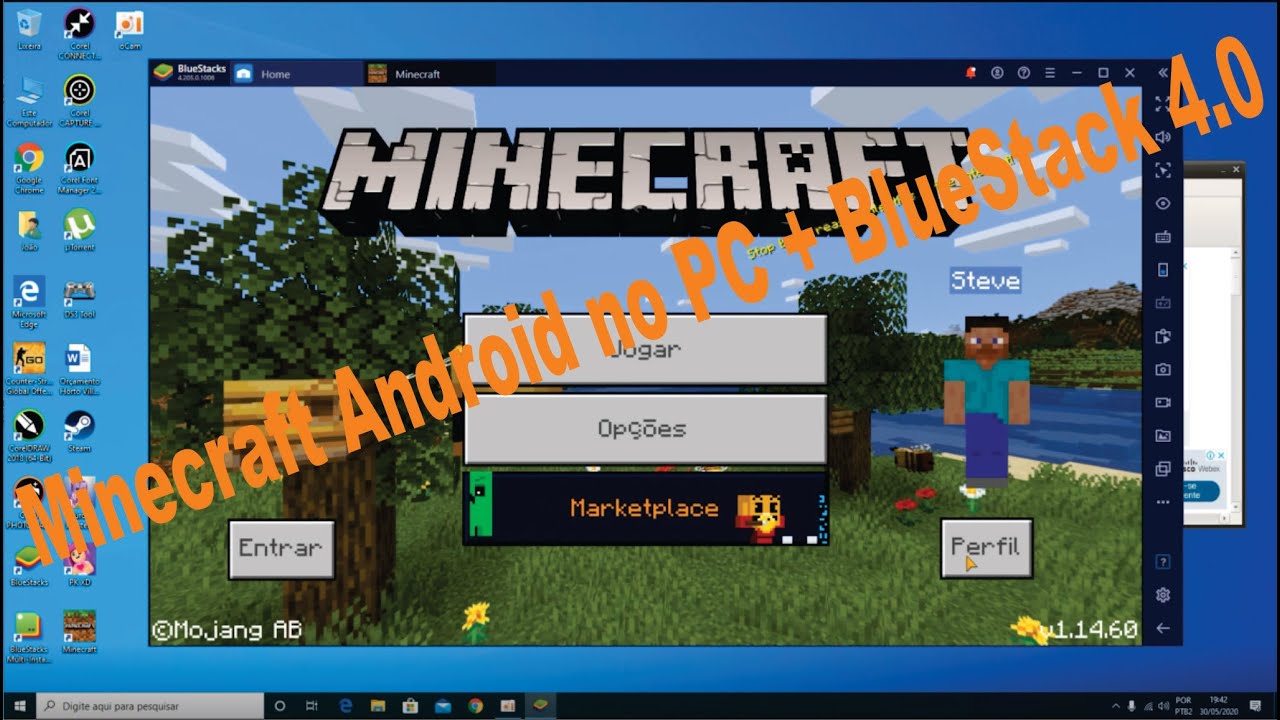 Jogando Minecraft Android no PC no BlueStacks 4.0 !!! - YouTube