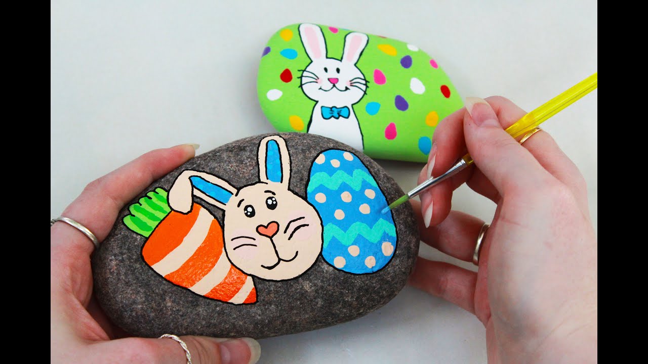 Easy Easter Bunny Painted Rocks | Step-by-Step Tutorial - YouTube