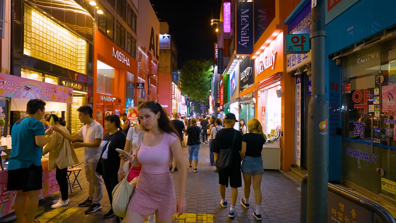 【4K HDR】Night Walk in Seoul Myeongdong - Korea Street Food - YouTube