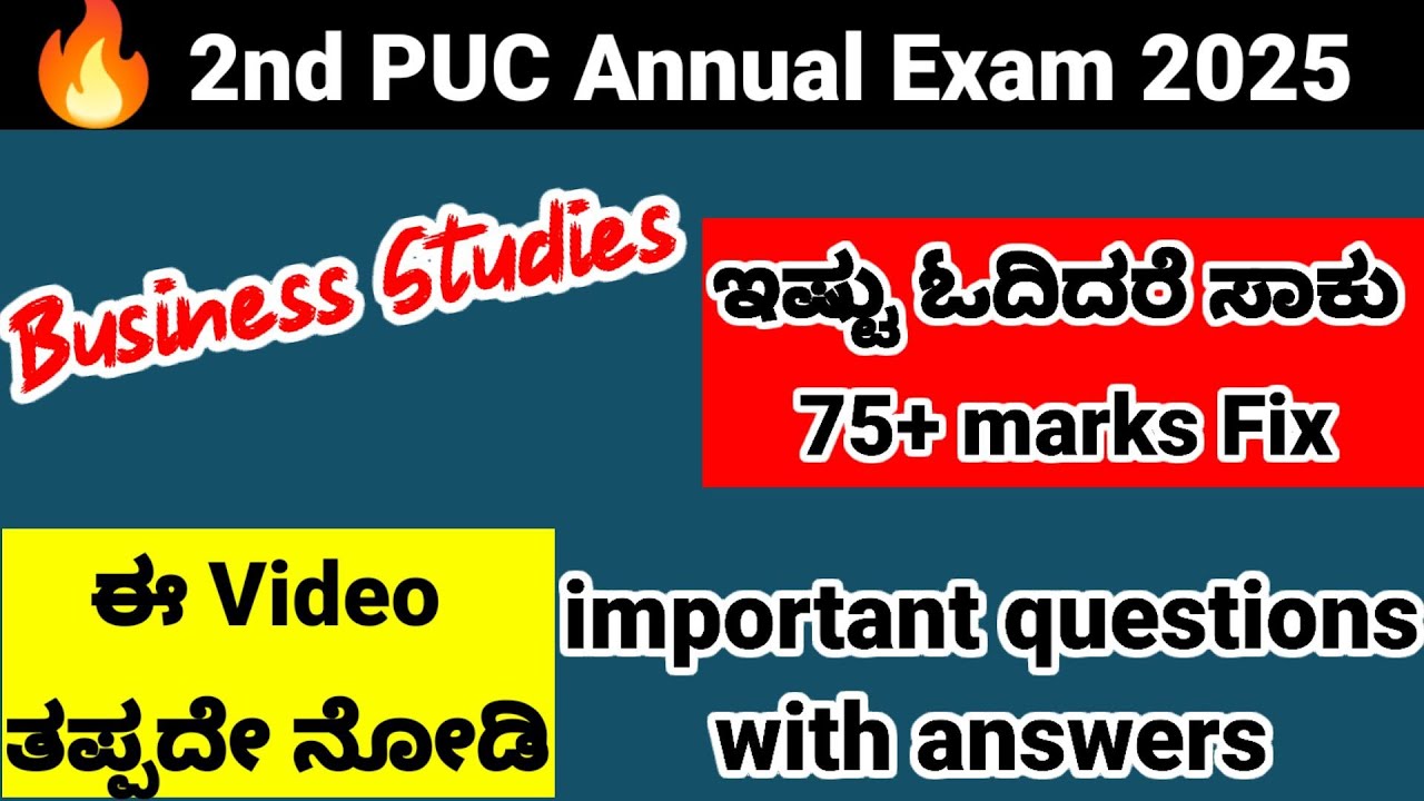2nd puc business studies important questions for annual exam 2025 - YouTube