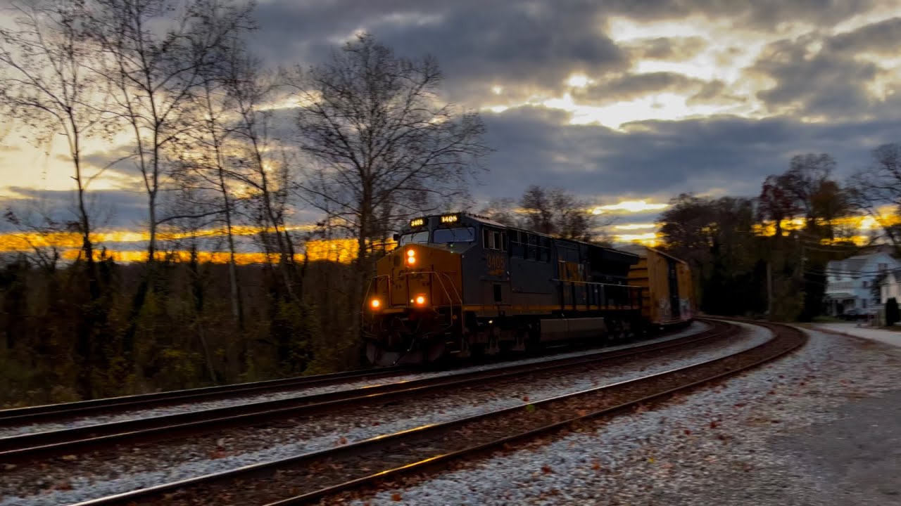 CSX manifest train in a beautiful sunset - YouTube